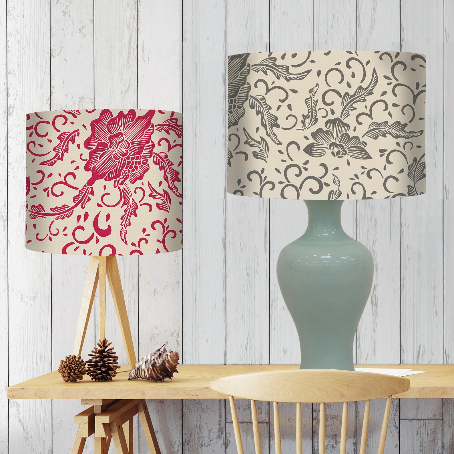 Chinoiserie Lampshade Slate Grey Asian Decor Chinese Decor | Etsy