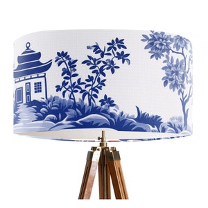 Oriental Lampshade, Blue and White Chinese Pagoda Printed Lampshade ...