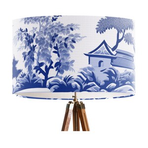 Oriental Lampshade, Blue and White Chinese Pagoda Printed Lampshade ...