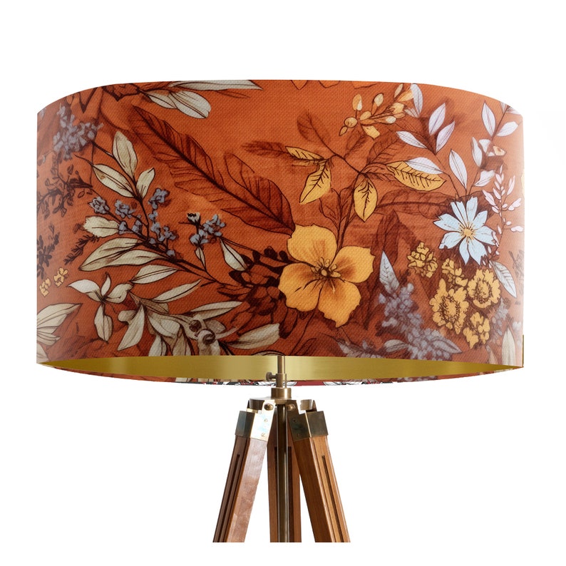 Rust Floral Lamp Shade, Autumn Toned Burnt Orange Terracotta Earth ...