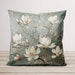 White Magnolia Flowers on Grey Print Velvet Pillow Cover, Country ...