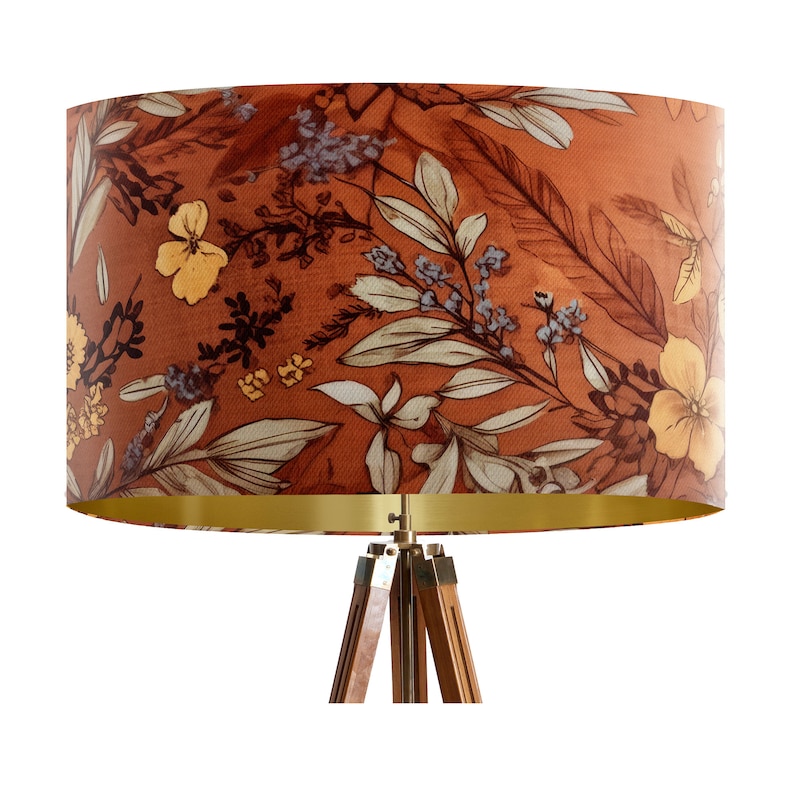 Rust Floral Lamp Shade, Autumn Toned Burnt Orange Terracotta Earth ...