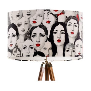 Bold Statement Designer Lighting Monochrome Womens Face Lampshade, Red ...