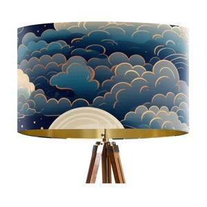 Dark Blue, Cream Gold Lampshade, Cloud Design for Bedroom Decor ...