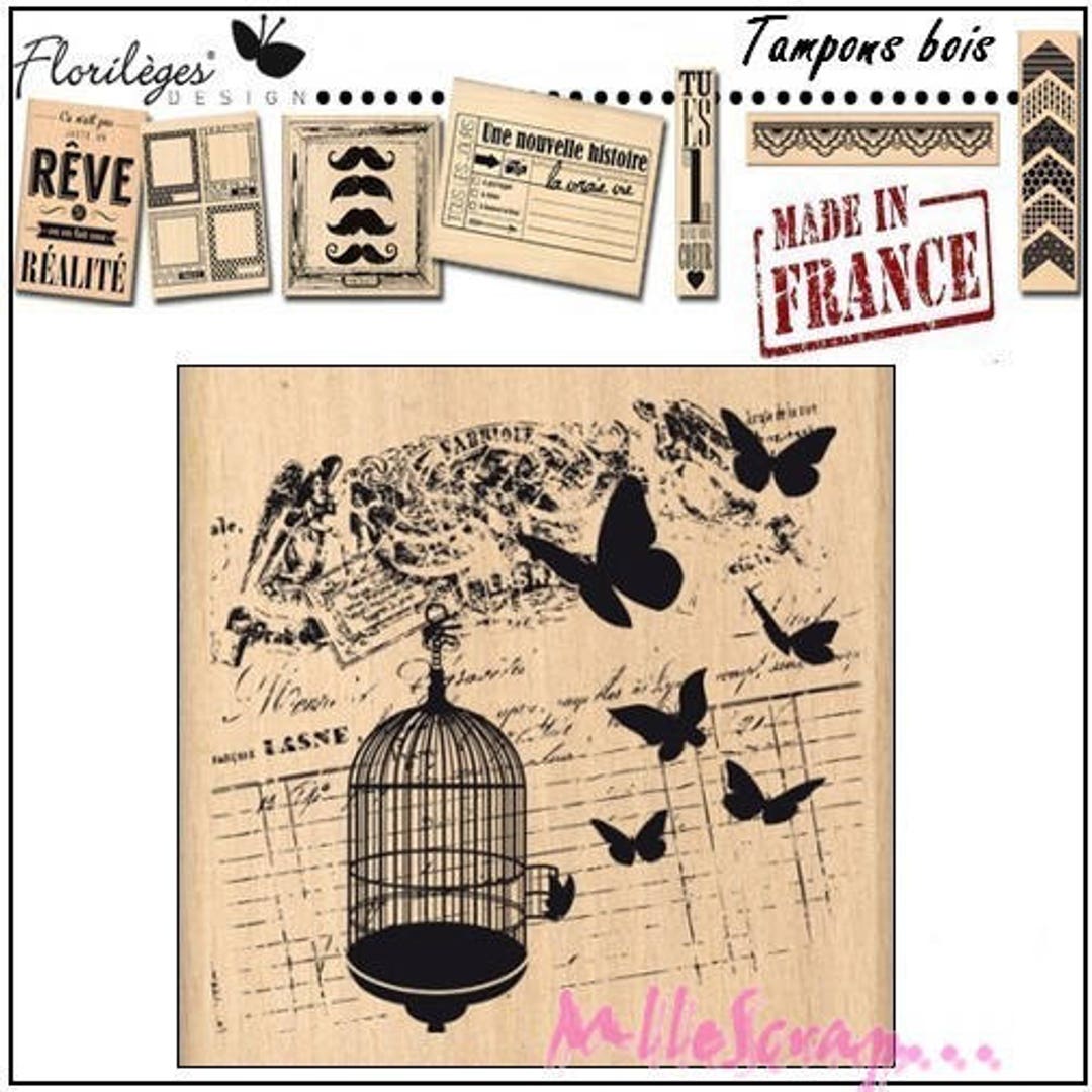 Stamp Wood Stamp Butterfly Stamp Miscellany Design, Made in France ...