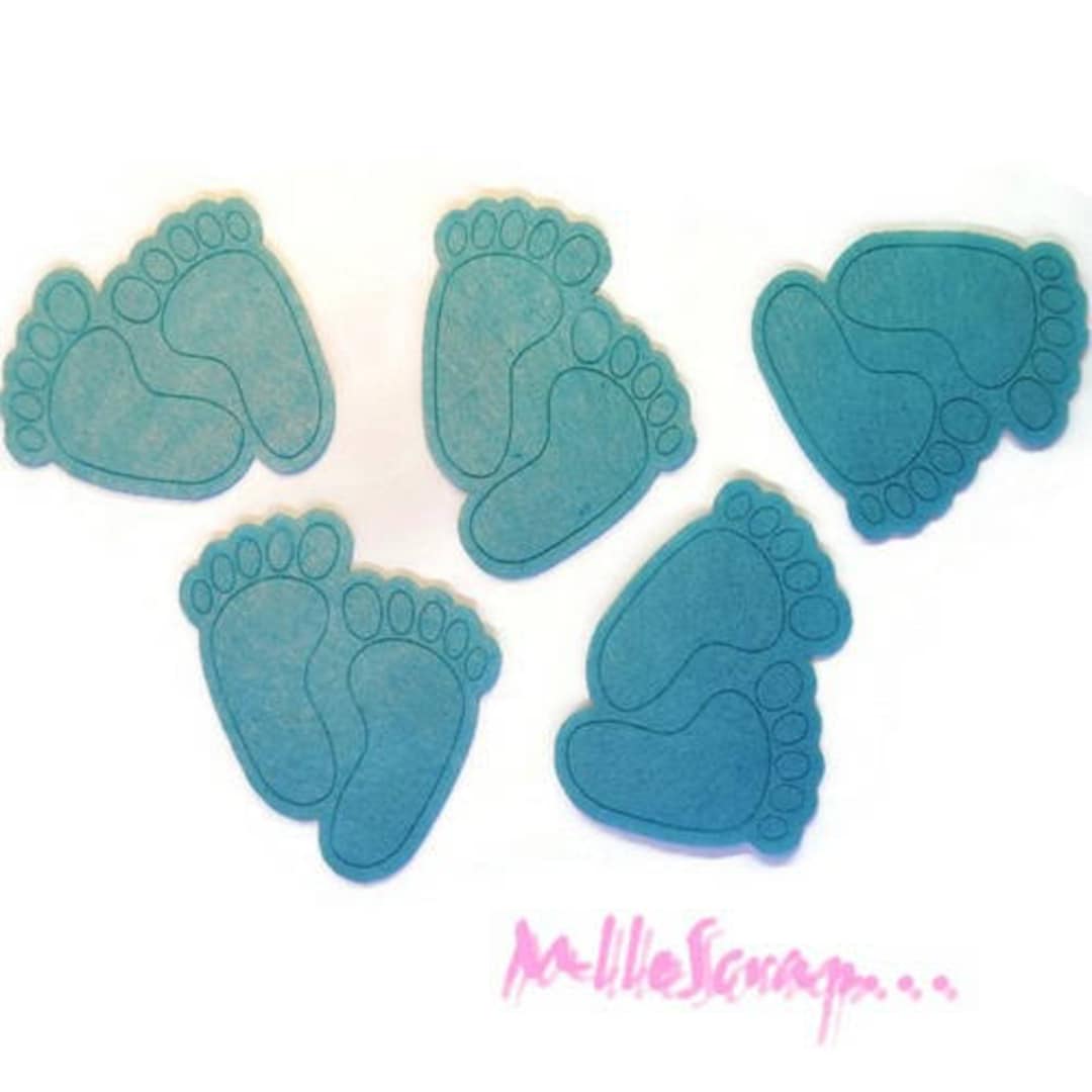 Felt Feet, Baby Feet, Birth Show, Scrapbooking Embellishment, 5 Pieces ...