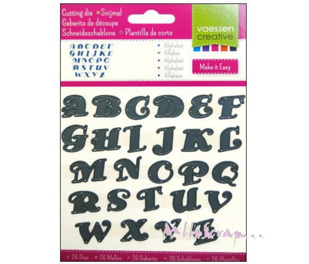 Dies cut alphabet, gabarit de découpe scrapbooking, carterie, lot de 26 ...
