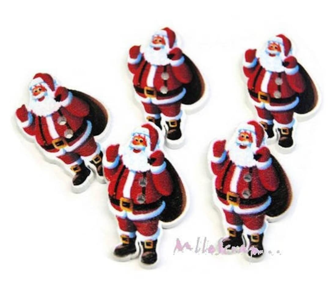 Santa Buttons, Wood Buttons, Christmas, Santa Claus Wood, Scrapbooking ...