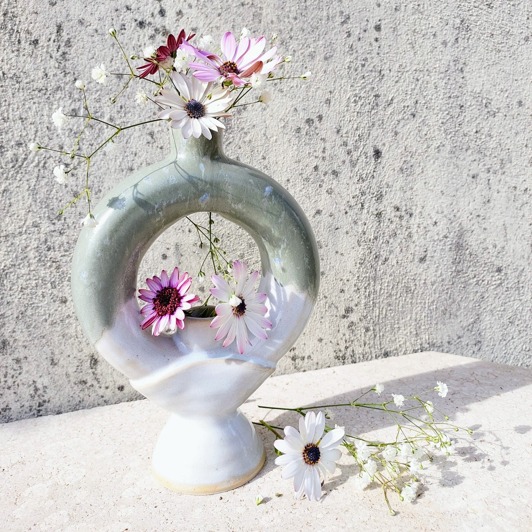 Handcrafted Ceramic Toroidal Vase With Double Aperture - Etsy