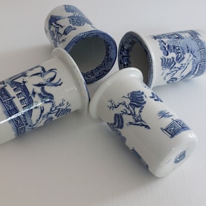 Rare Antique Willow Pattern Staffordshire cetem Ware Lot 4 Beakers ...