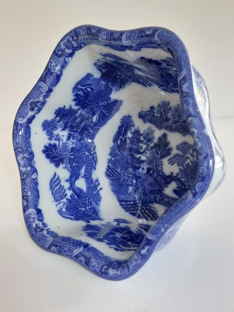 RARE Breathtaking Antique Cetem Ware Maling Flow Blue Willow Pattern 8 ...