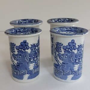 Rare Antique Willow Pattern Staffordshire cetem Ware Lot 4 Beakers ...