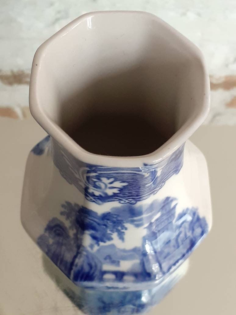 Vintage Cauldon Ware Blue White Small Vase 5.2 | Etsy