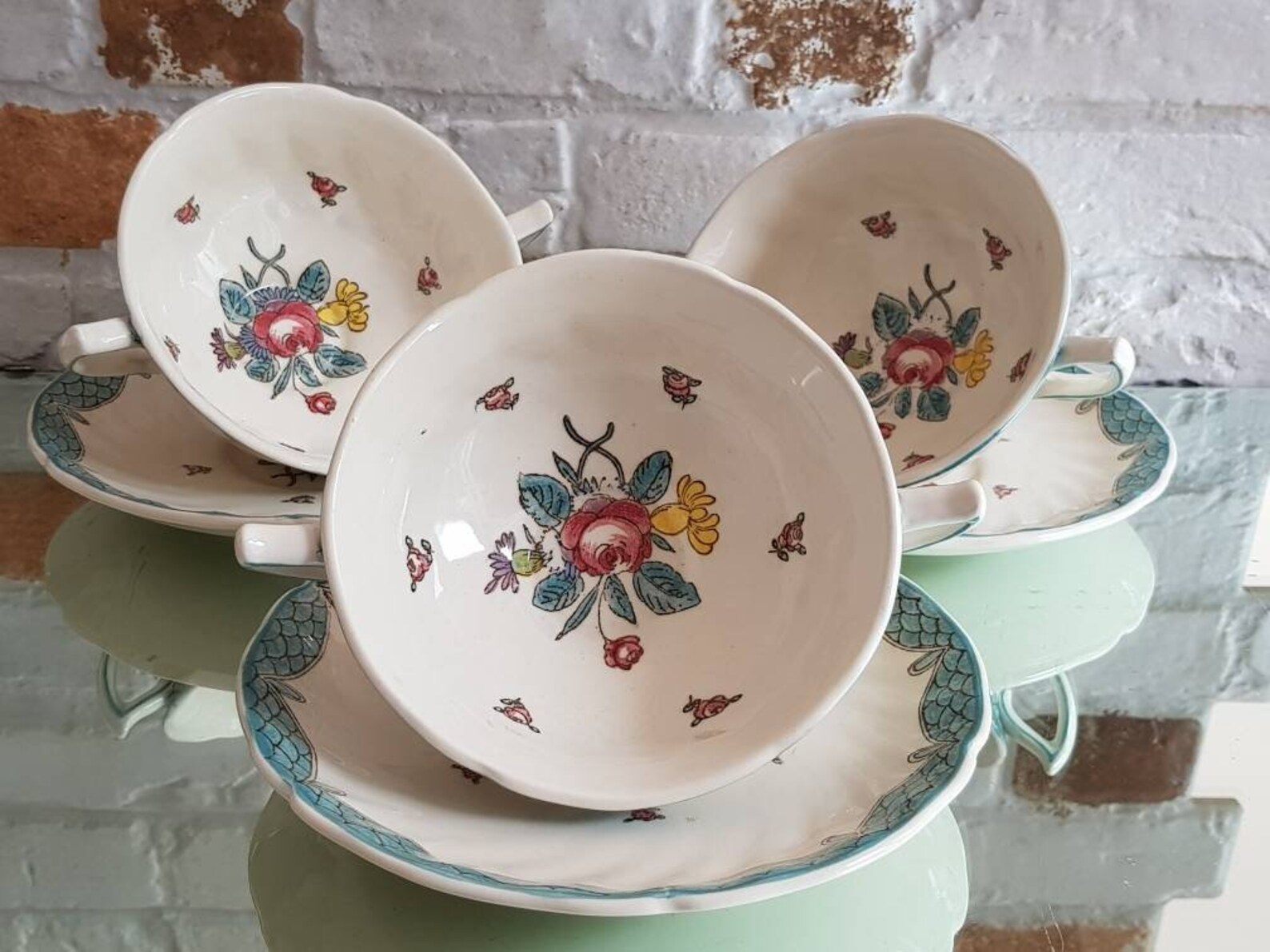 Royal Doulton Lowestoft Bouquet D6023 Double Handled Bowls & | Etsy ...