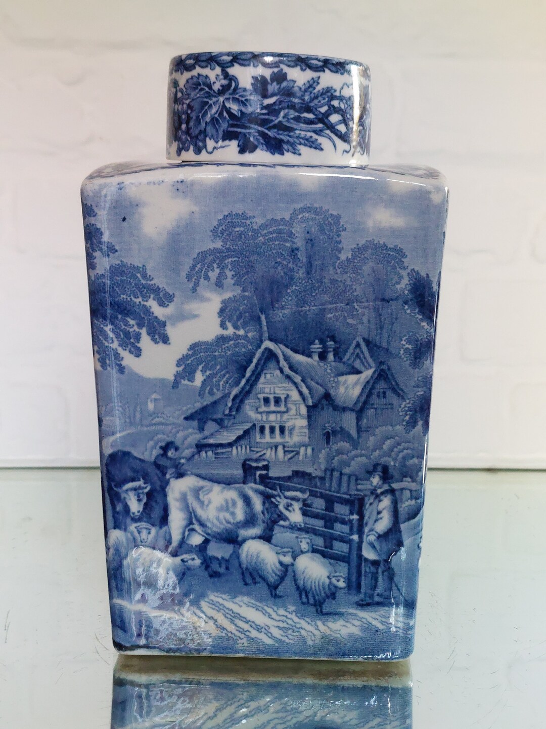 Scarce X LARGE 7.5" Booths "british Scenery" Pattern Lidded Tea Caddy ...