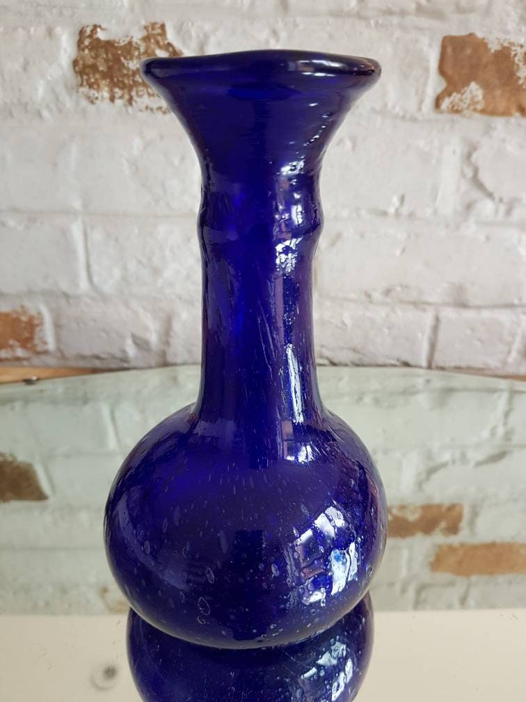 Blue Basalt Glass Vase 7 Tall-very Unusual Shape - Etsy UK