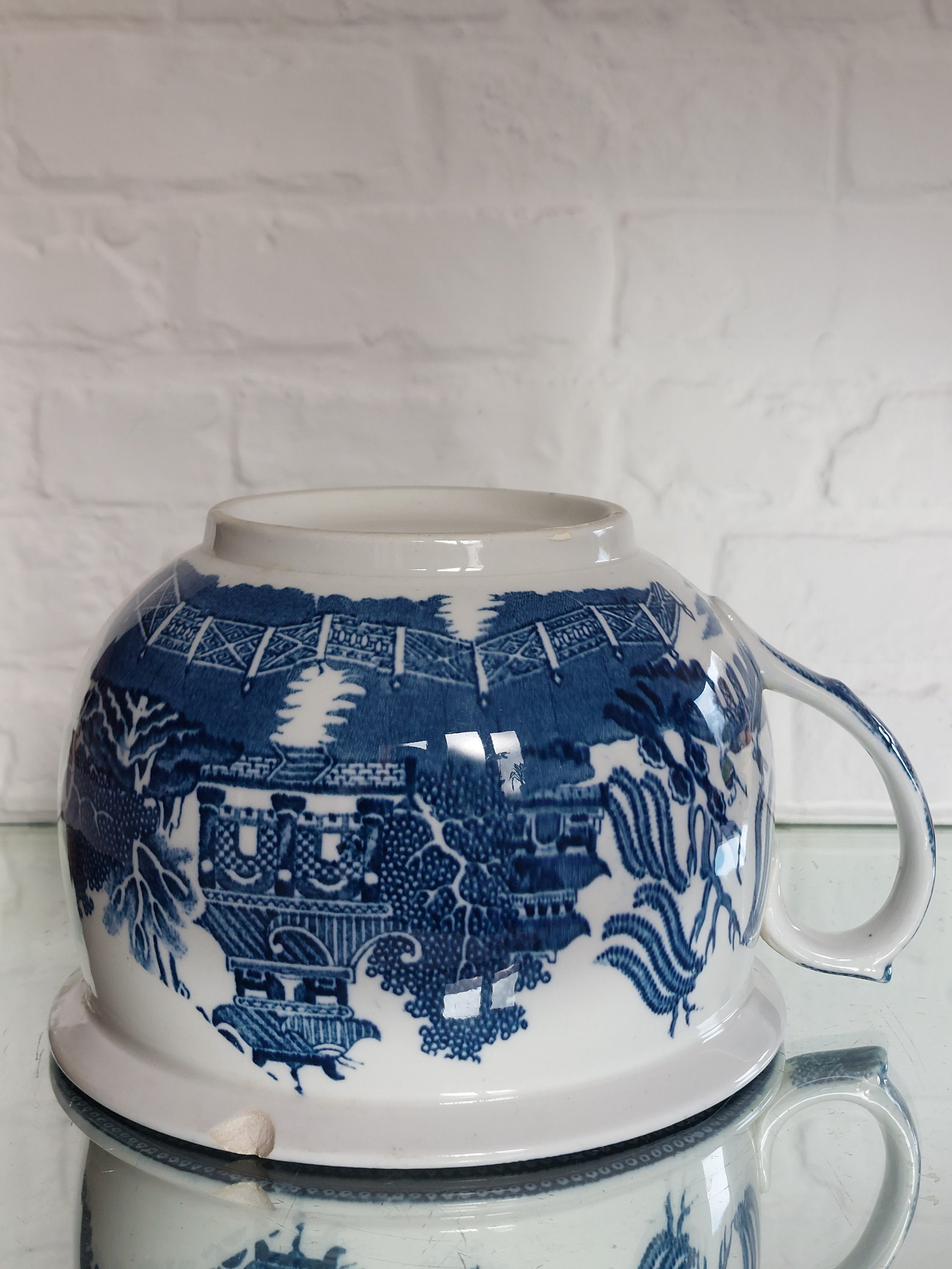 Rare Antique Maling "cetem Ware" Chamber Pot in Willow Pattern C.1920s ...