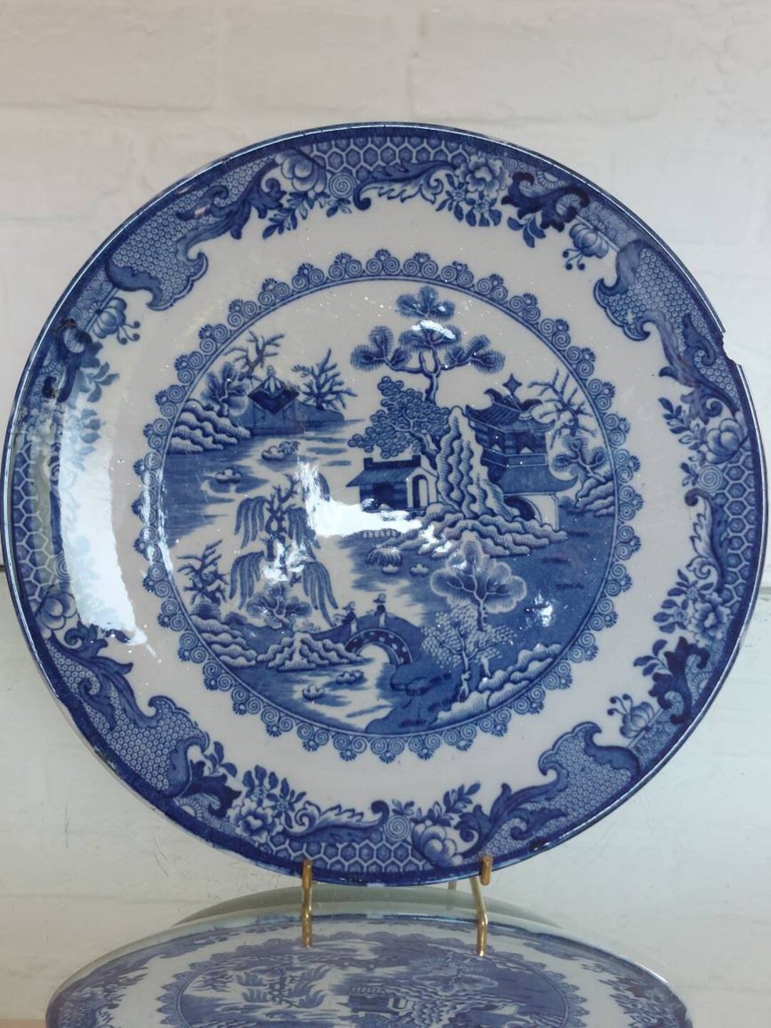 Masons Ironstone China Willow Pattern 10" Large- Heavy Cake Plate - Etsy