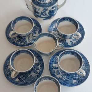 RARE Wedgwood Etruria England willow Pattern MINIATURE 11 Pieces Tea ...