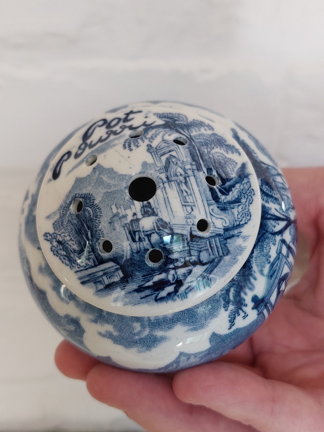 Rare Antique Warrick Bros Ltd London Blue & White Pot Pourri Lidded Jar ...