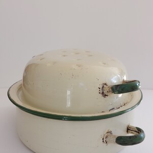 Vintage Large Cream & Green Enamel Oval Roaster Pot C1920 - Etsy