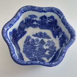 RARE Breathtaking Antique Cetem Ware Maling Flow Blue Willow Pattern 8 ...