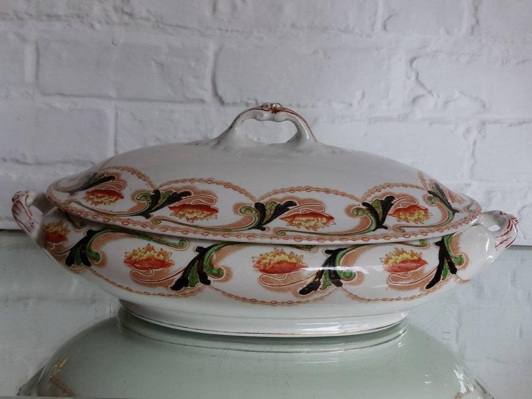 Myott Son & Co England angelica Imperial Semi Porcelain Large Lidded ...