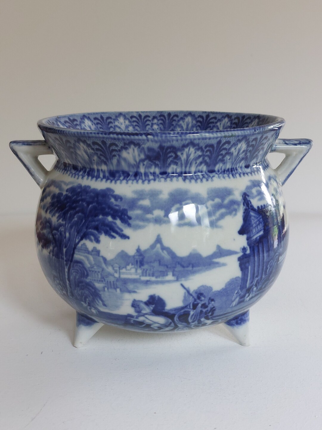 Rare Antique Cauldon England "chariot" Pattern Large Twin Handled Bowl ...