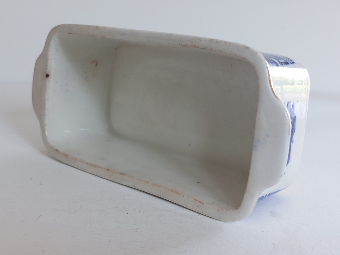 RARE Antique John Tams Ltd Crown LARGE Lidded Butter Dish "willow ...