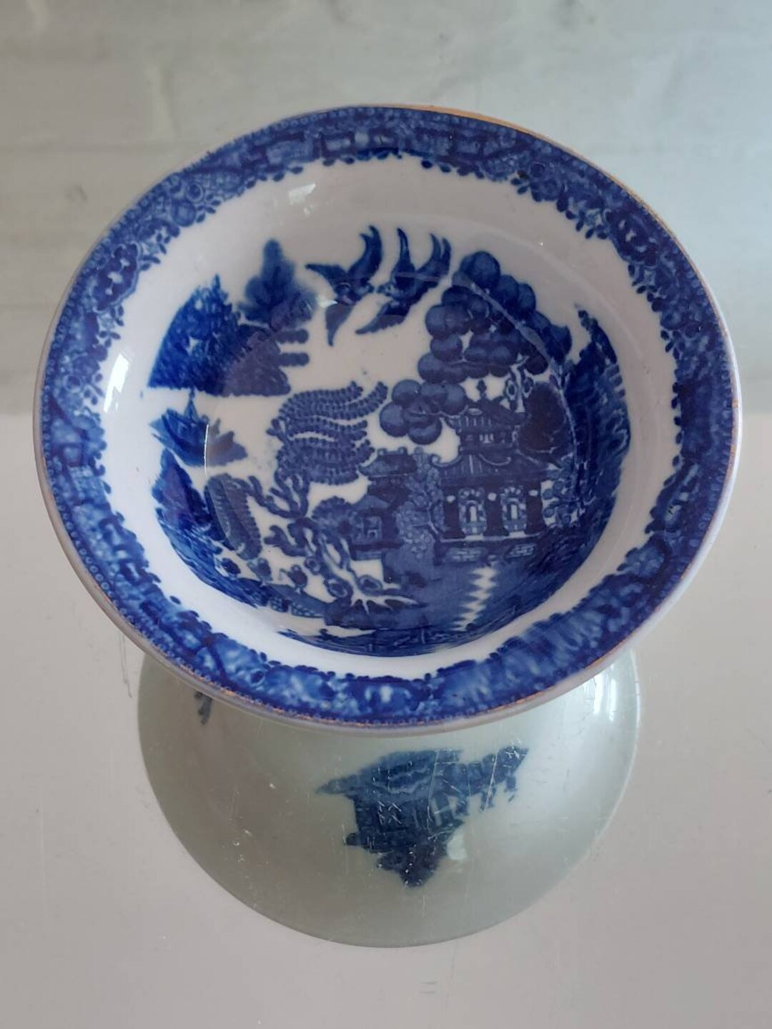 Rare Antique Royal Corona Ware "willow" Pattern Small Pedestal Footed ...