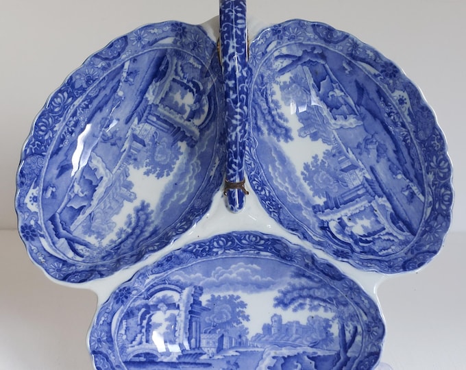 Rare Antique Copeland Spode "blue Italian" Large Triple Dish C1900 ...