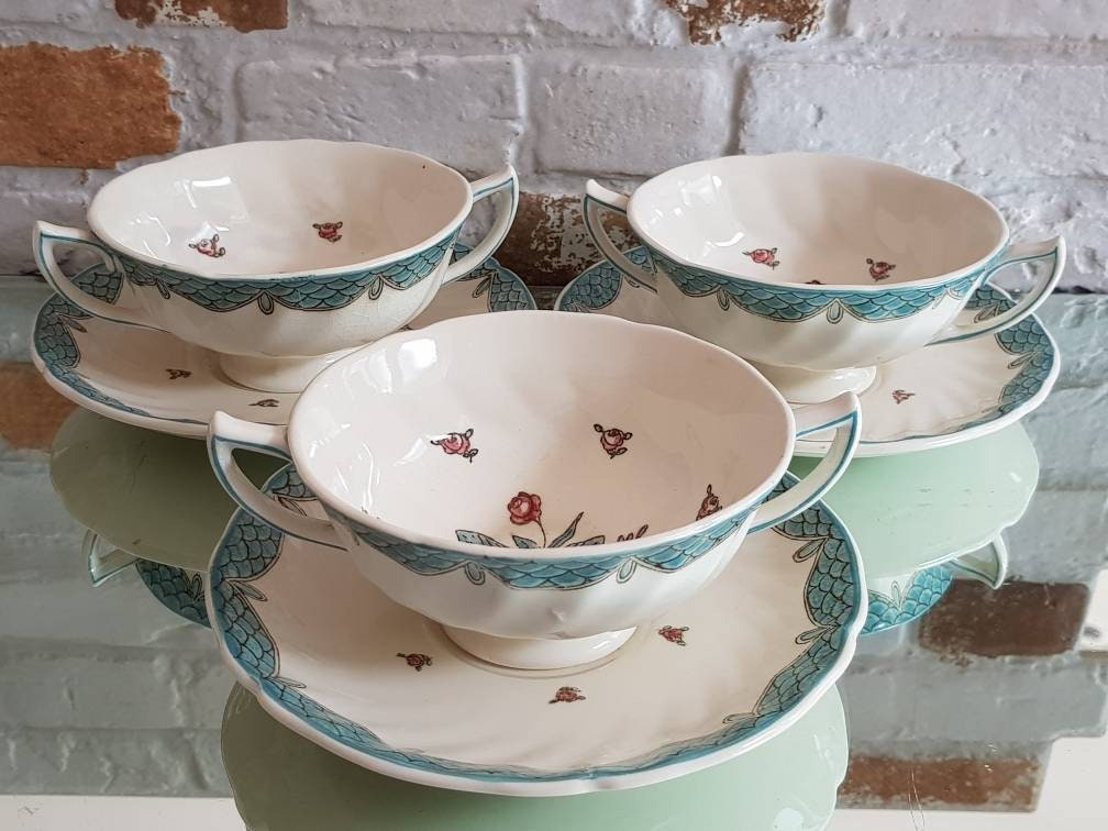Royal Doulton Lowestoft Bouquet D6023 Double Handled Bowls & - Etsy ...