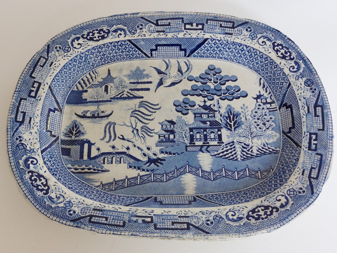 Massive 15.6" Antique Willow Pattern Serving Platter C1900s - Etsy