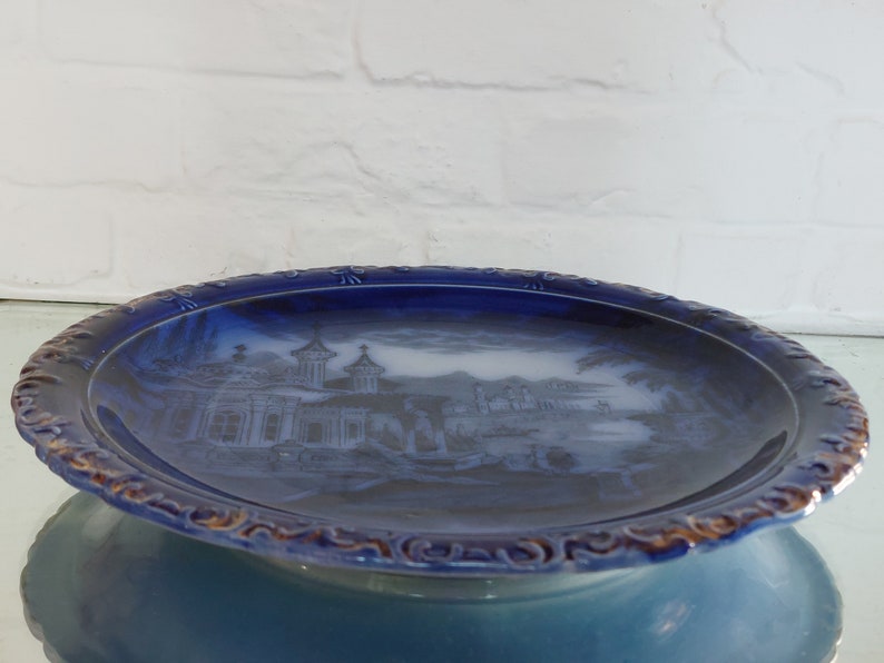 Large Antique Victorian Flow Blue Plate C1800s - Etsy