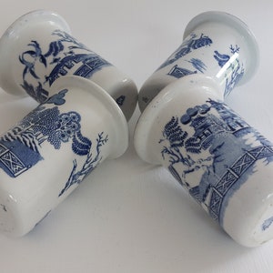 Rare Antique Willow Pattern Staffordshire "cetem Ware" Lot 4 Beakers ...