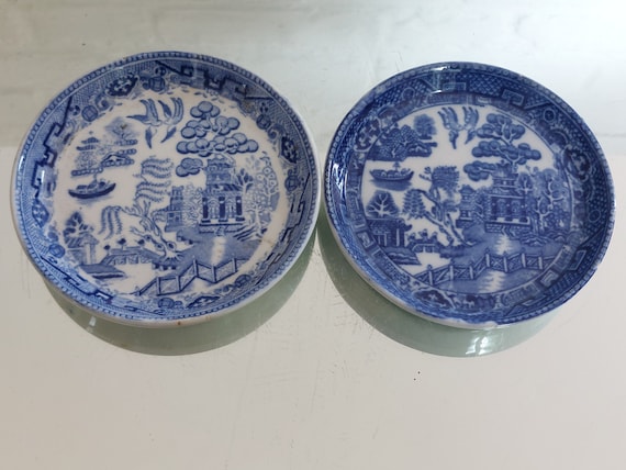 Antique Mismatched Willow Pattern Pair of Butter Trinket - Etsy