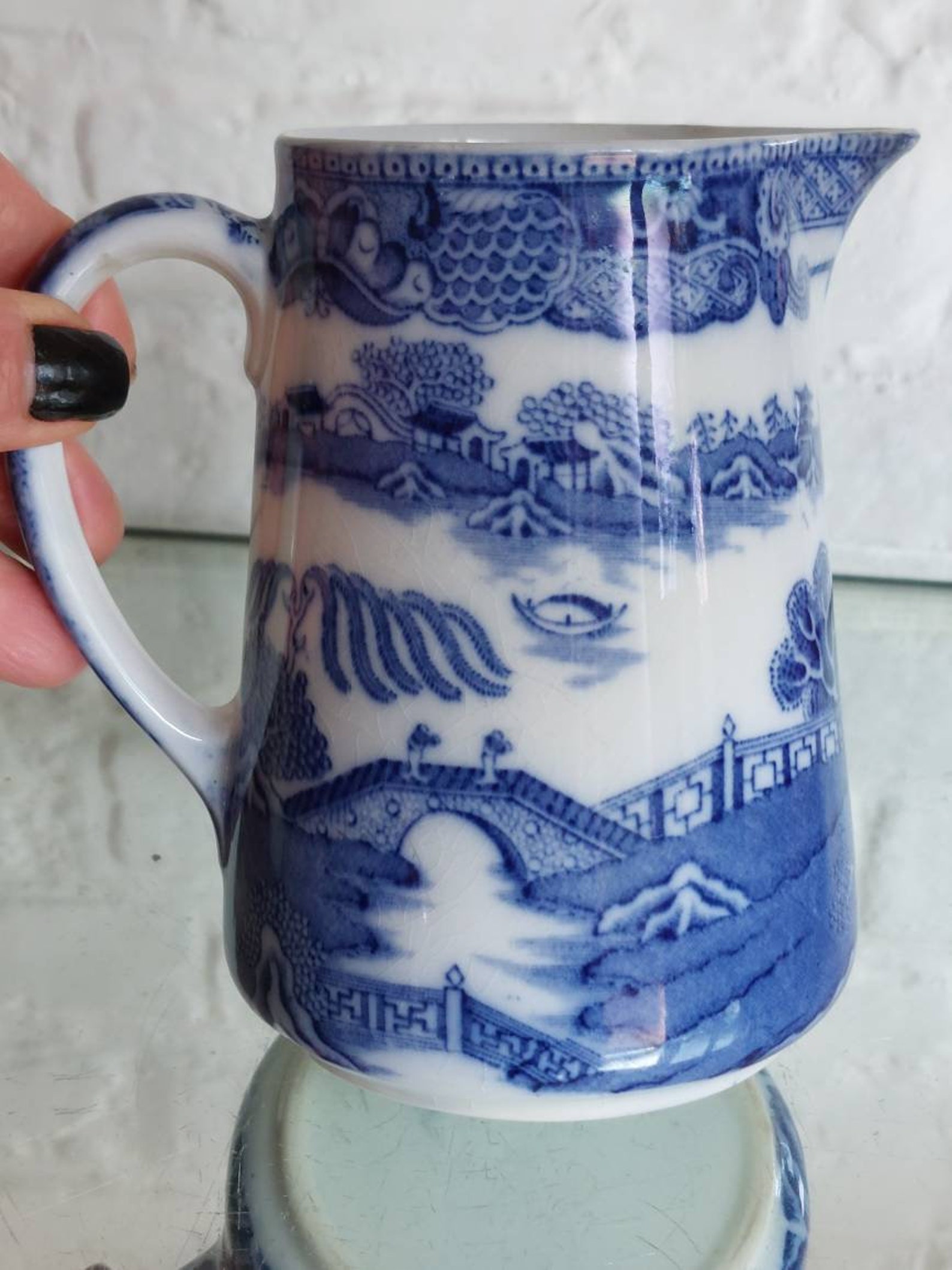Antique Maling Pottery Blue & White Willow Pattern Small Jug C.1930 - Etsy