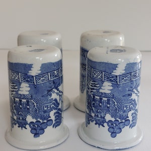 Rare Antique Willow Pattern Staffordshire "cetem Ware" Lot 4 Beakers ...