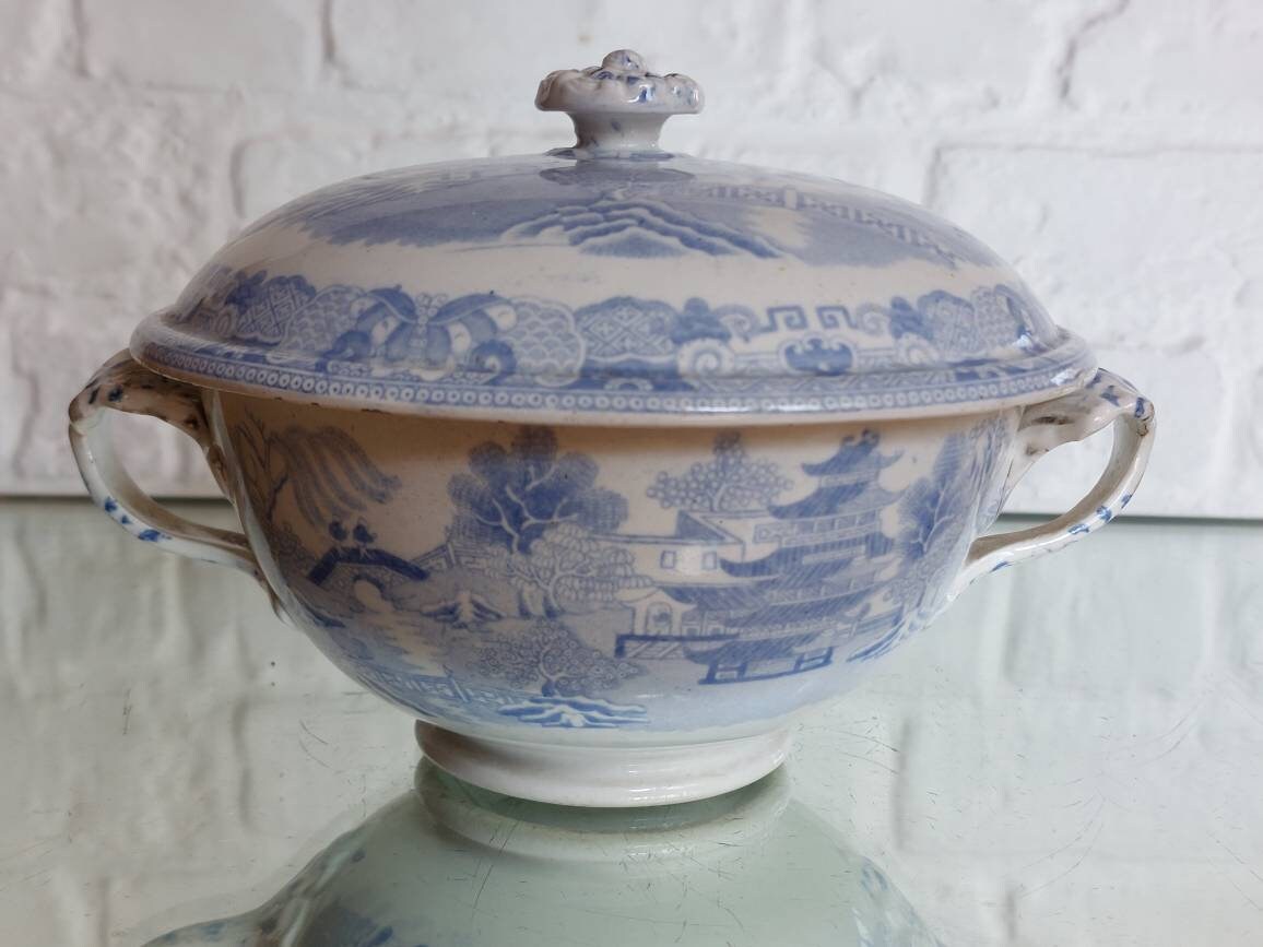 Rare Antique copeland Late Spode Willow Pattern - Etsy
