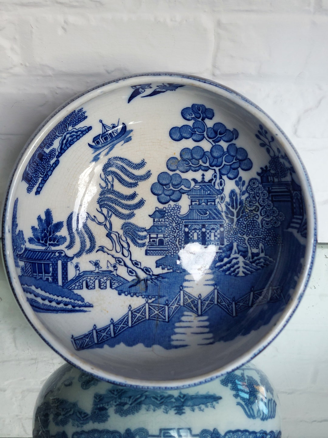 Rare Maling Cetem Ware "willow" Pattern Large Deep Bowl C1910 - Etsy