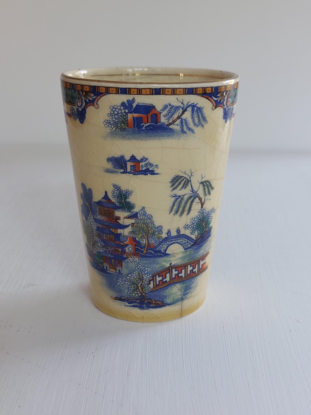 Rare Antique Parrot & Co Ltd Coronet Ware "ye Olde Willow" Beaker C1910 ...