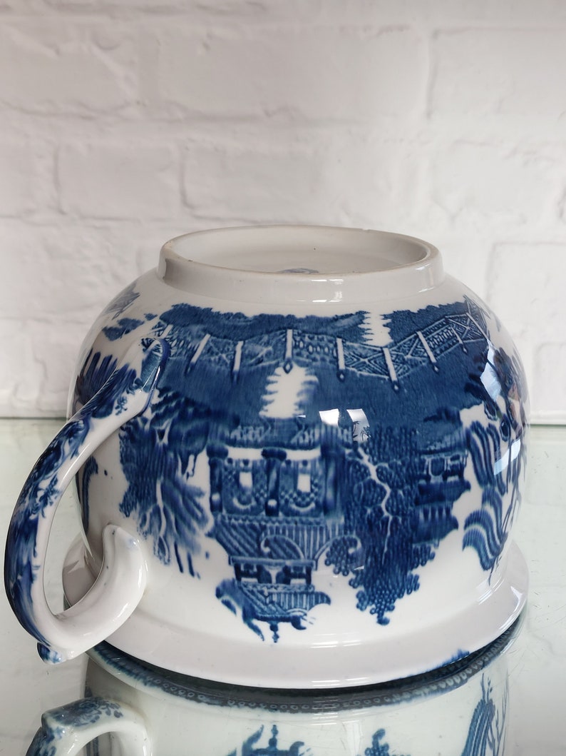 Rare Antique Maling "cetem Ware" Chamber Pot in Willow Pattern C.1920s ...