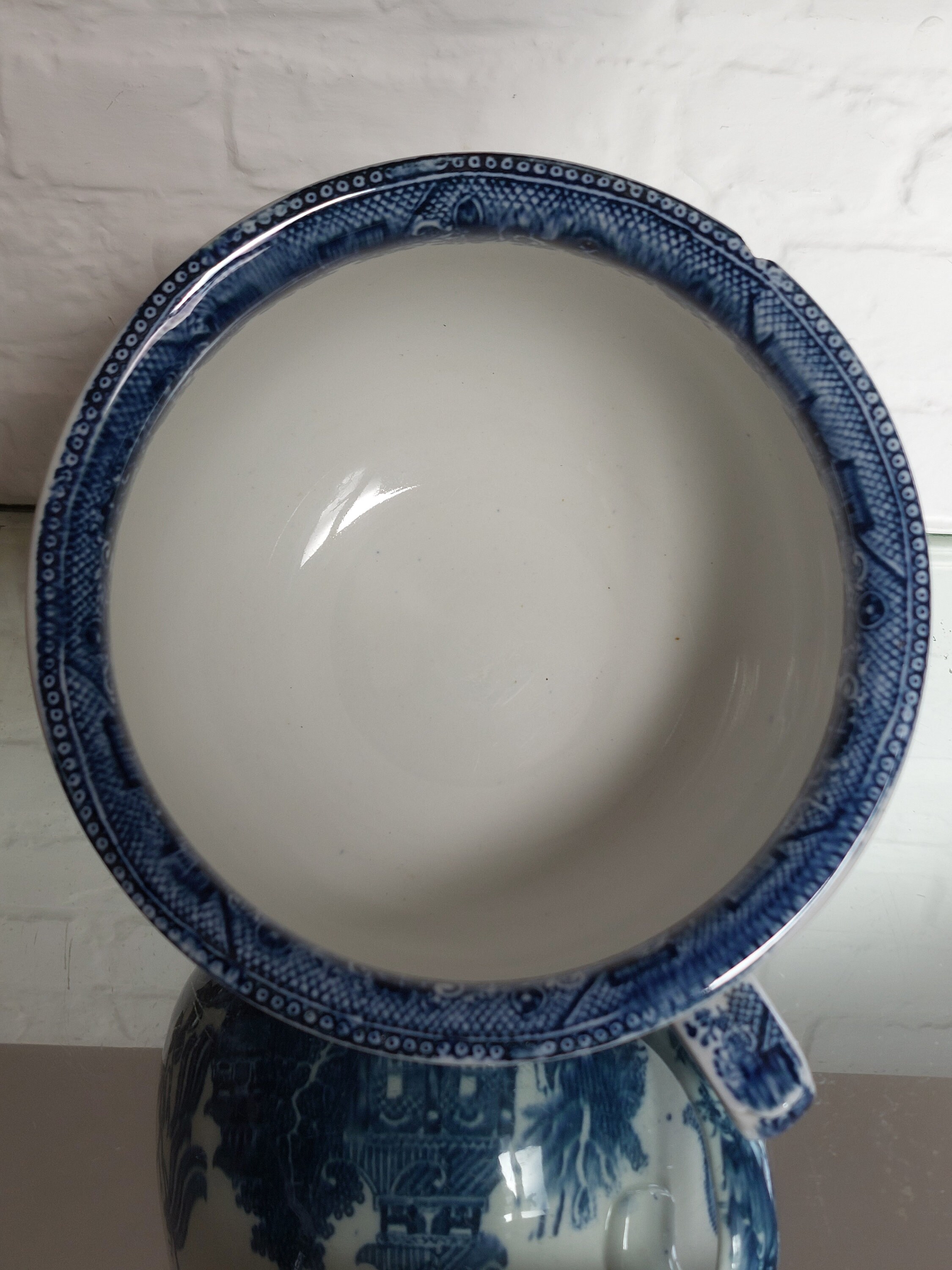 Rare Antique Maling "cetem Ware" Chamber Pot in Willow Pattern C.1920s ...