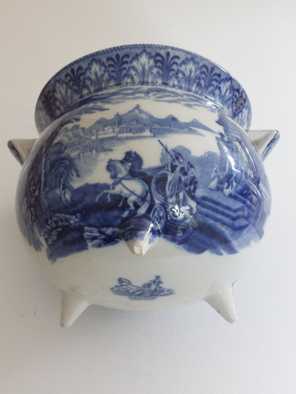 Rare Antique Cauldon England "chariot" Pattern Large Twin Handled Bowl ...