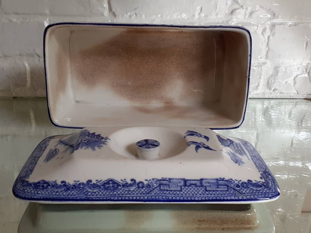 Rare Antique Gibson & Sons Ltd Willow Pattern LARGE Butter - Etsy