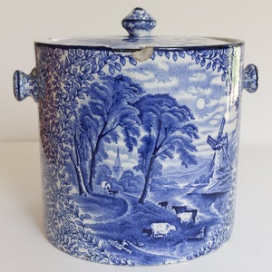 RARE Antique J Kent Fenton Large Biscuit Barrel "ye Olde Foley Ware ...