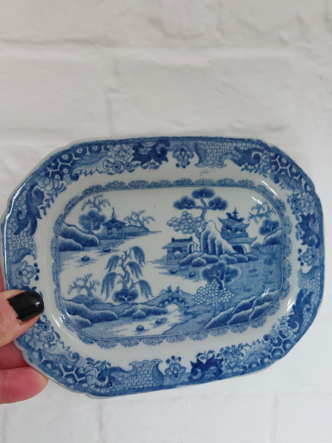 Antique Willow Pattern Small 7 Plate C1800s - Etsy