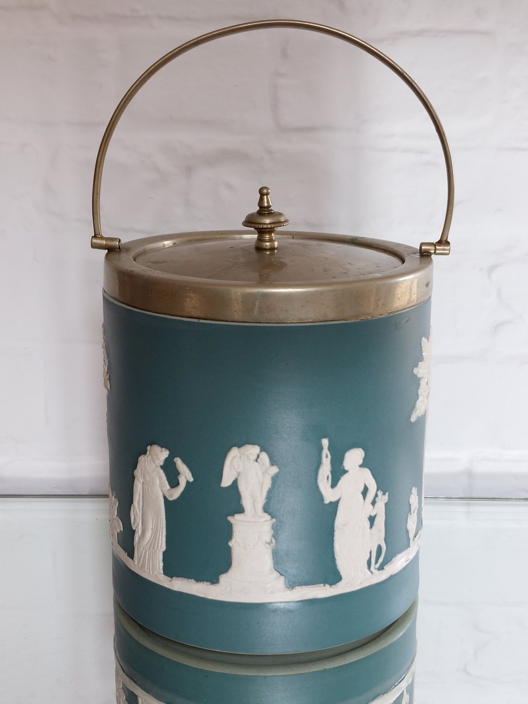 RARE Antique dudson Brothers Jasperware LARGE Biscuit Barrel C1845 1882 ...