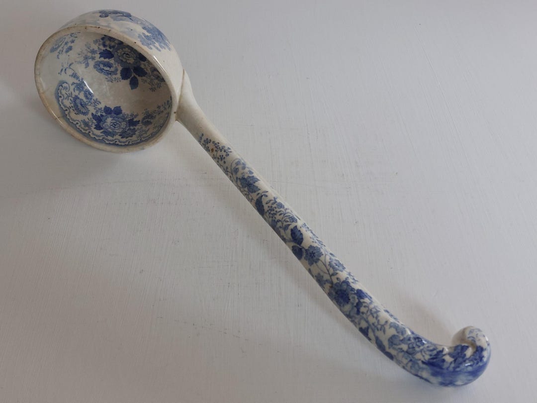 Rare Antique Blue & White Floral Pattern 14" Long- Large Ladle C1850 - Etsy