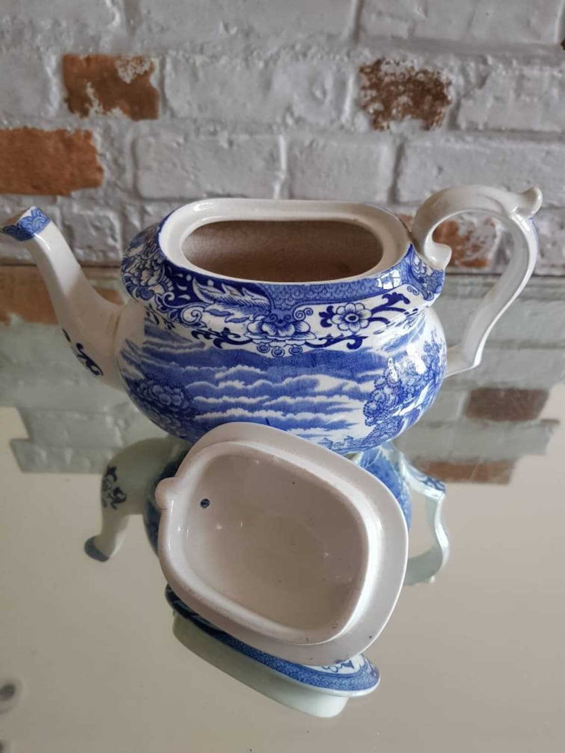 RARE booths Ceramic Teapot old Blue - Etsy